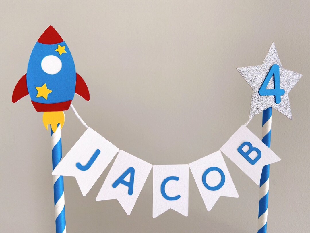 Rocket Cake Topper, Space Cake Topper, 1st Birthday Cake Topper, Space ...