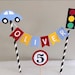 Car Transport Cake Topper, Car, Traffic Lights, Speed Sign Bunting Cake ...