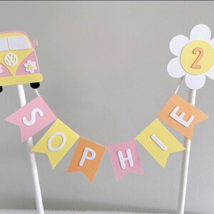 Groovy Bunting Cake Topper, 1st Birthday Cake Topper, Two Groovy Banner ...
