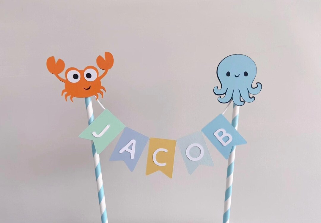 Octopus Crab Birthday Cake Topper Personalised Under the Sea Creature ...