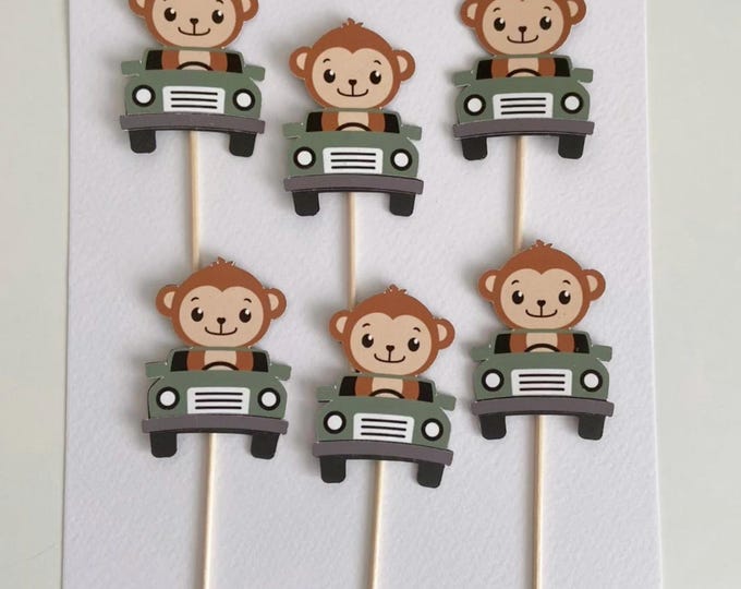 Monkey Jungle Safari Cupcake Toppers 1st Birthday Cute Monkey Theme ...
