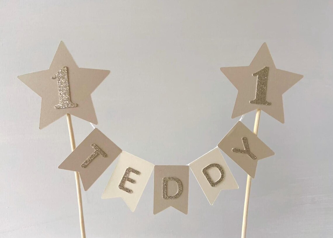 Star Cake Topper, Personalised Star Cake Topper, 1st Birthday Cake ...