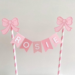 Pink Rainbow Cake Topper, 1st Birthday Cake Topper , Personalised Pink ...