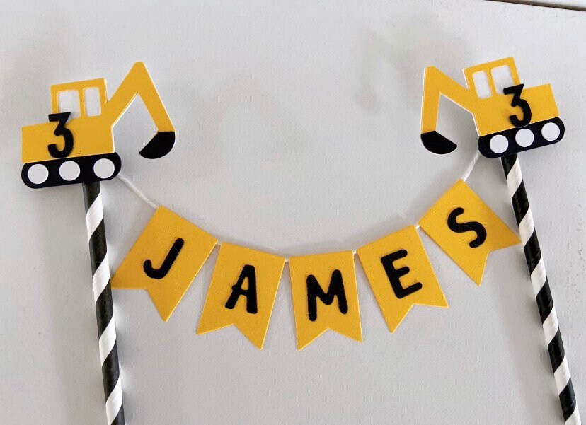 Digger Bunting Cake Topper Boys Digger Truck Cake Topper - Etsy UK