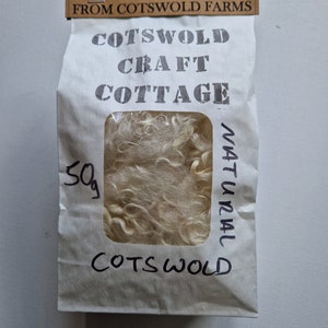 Cotswold Natural Rare Breed Sheep Wool 50g Bag-hand Picked and Suint ...