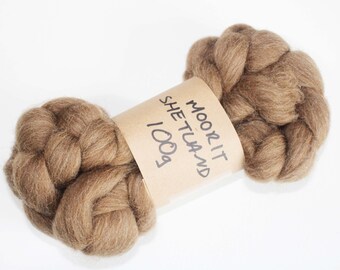 Shetland Moorit Wool Top Roving Undyed Spinning & Felting Fiber / 1oz ...