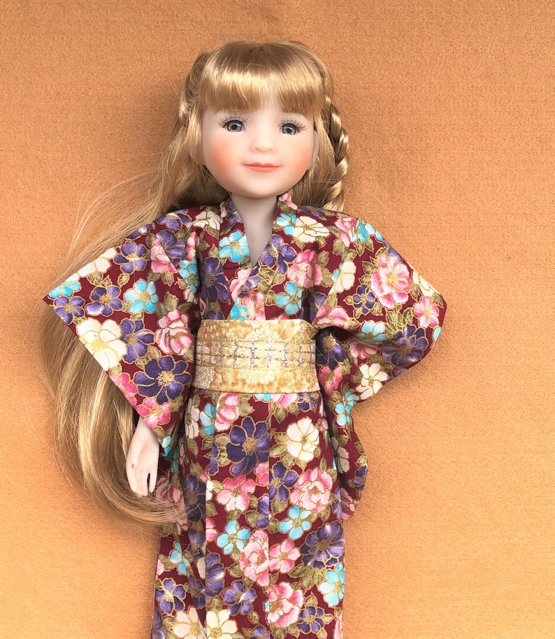Ruby Red Fashion Friends Dolls Maroon and Gold Floral Kimono W - Etsy
