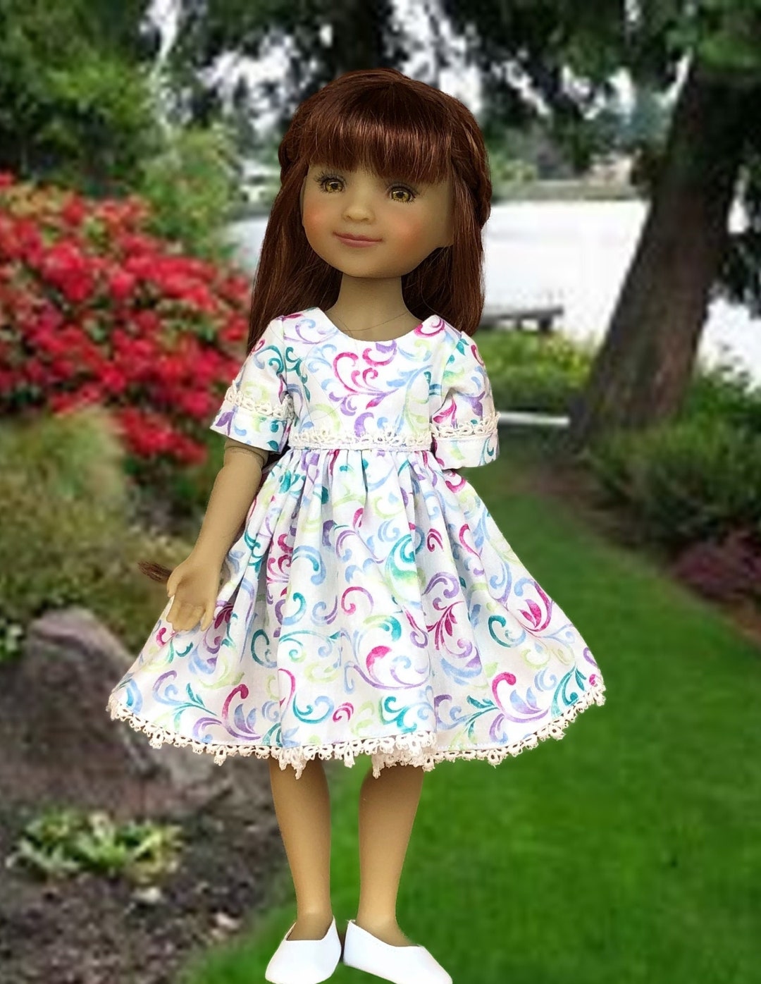 Ruby Red Fashion Friends White Swirl Print Low Back Dress and Tatted ...