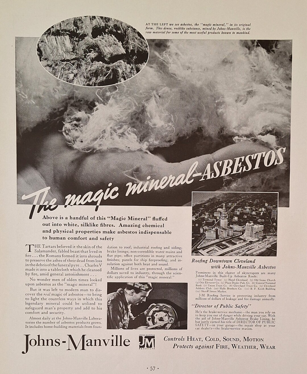 Asbestos Vintage Ad, 1936 the Magic Mineral Asbestos Old Advertisement ...