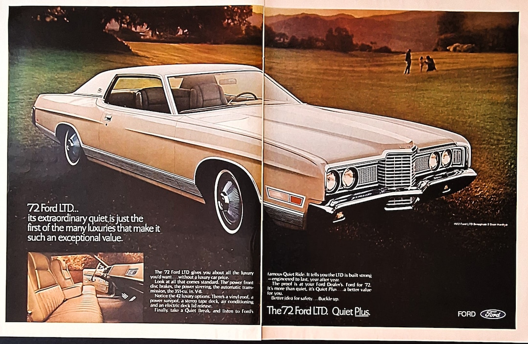 Ford LTD Vintage Ad, 1972 Two-page Car Old Advertisement, - Etsy