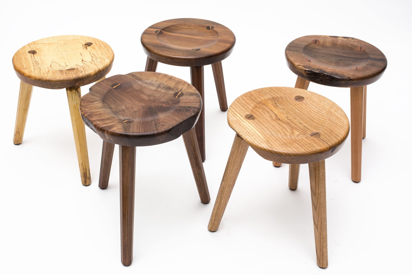 Hearth Stool - Four-legs! - Stool With Scooped Seat, Tapered Octagonal ...