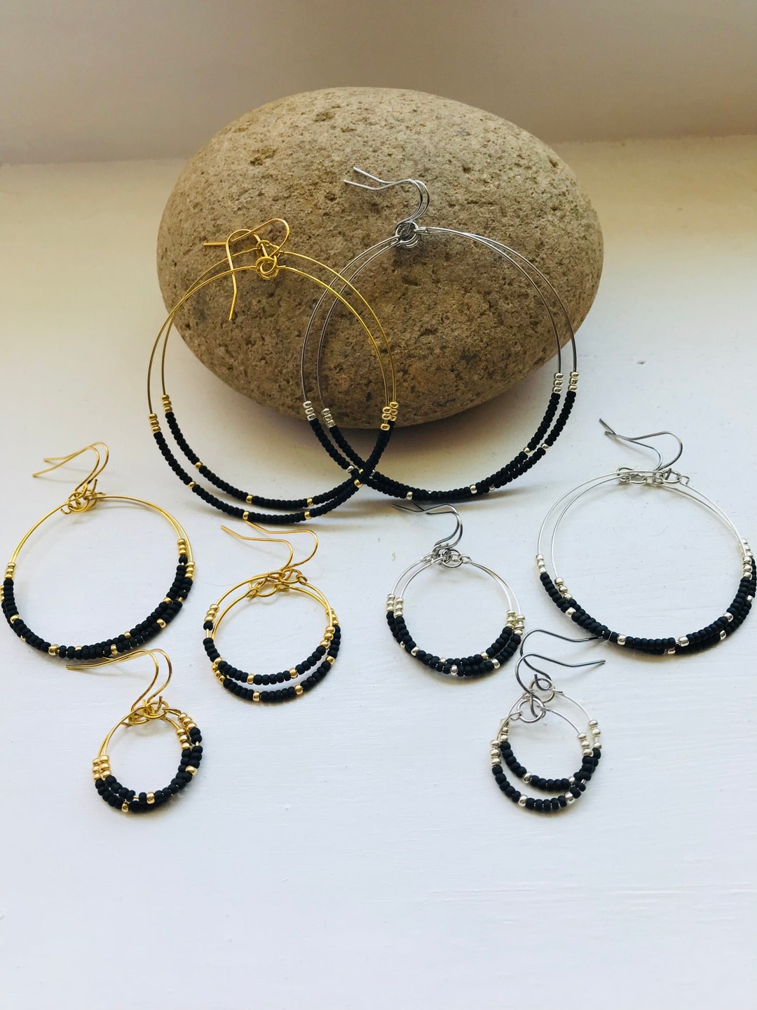 Black Hoop Earrings, Black Earrings,black Hoops,small Black Hoop ...