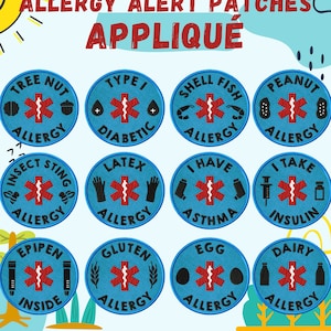 Allergy Alert Patches Appliqué Embroidery Designs, 12 Included, Machine ...
