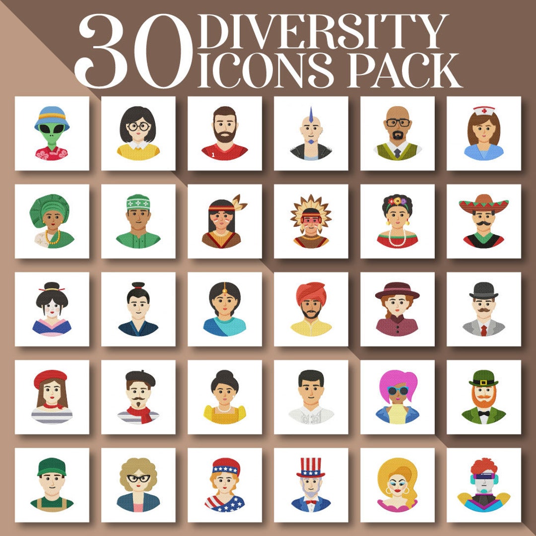 Diversity Icons Embroidery Designs, 30 Included, Machine Embroidery ...