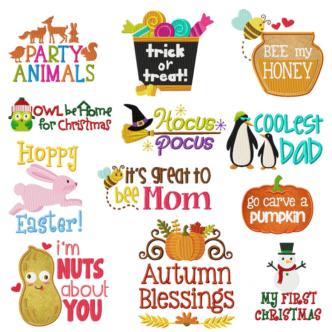 110 Holiday Machine Embroidery Designs, Christmas, Thanksgiving ...