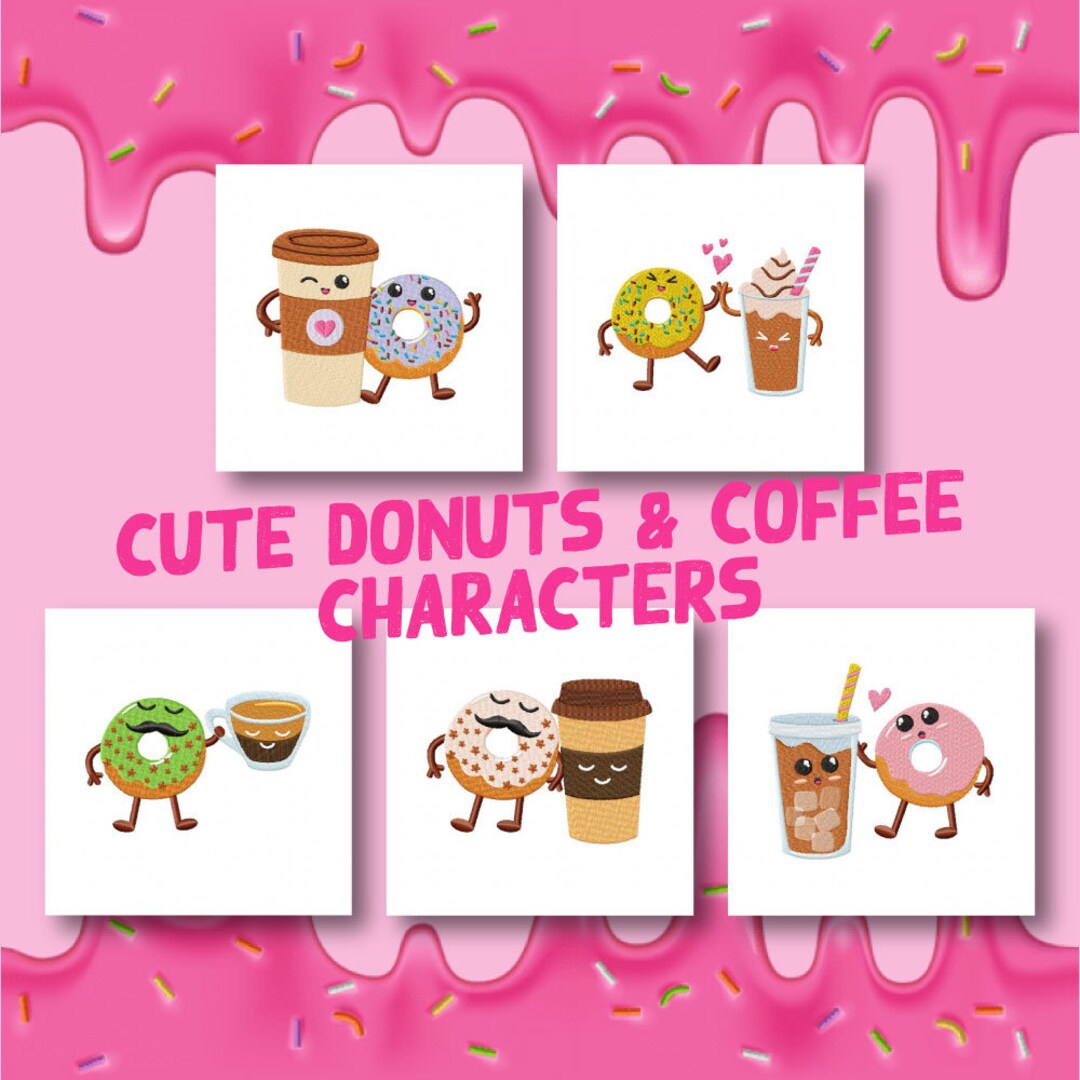 Donuts and Coffee Embroidery Designs, Machine Embroidery, Pes,all ...