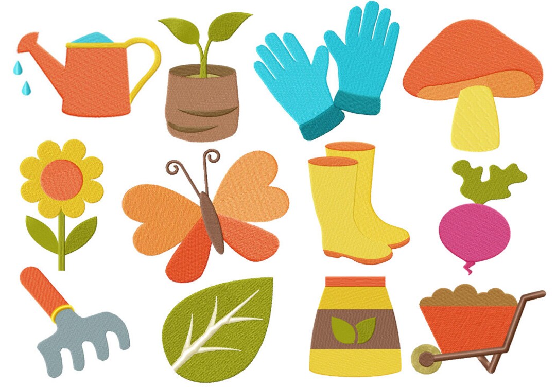 Spring Gardening Embroidery Designs, 12 Included, Machine Embroidery ...