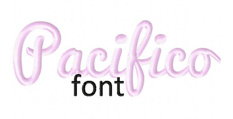 INSTANT DOWNLOAD Pacifico Machine Embroidery Font Set Includes 3 Sizes ...