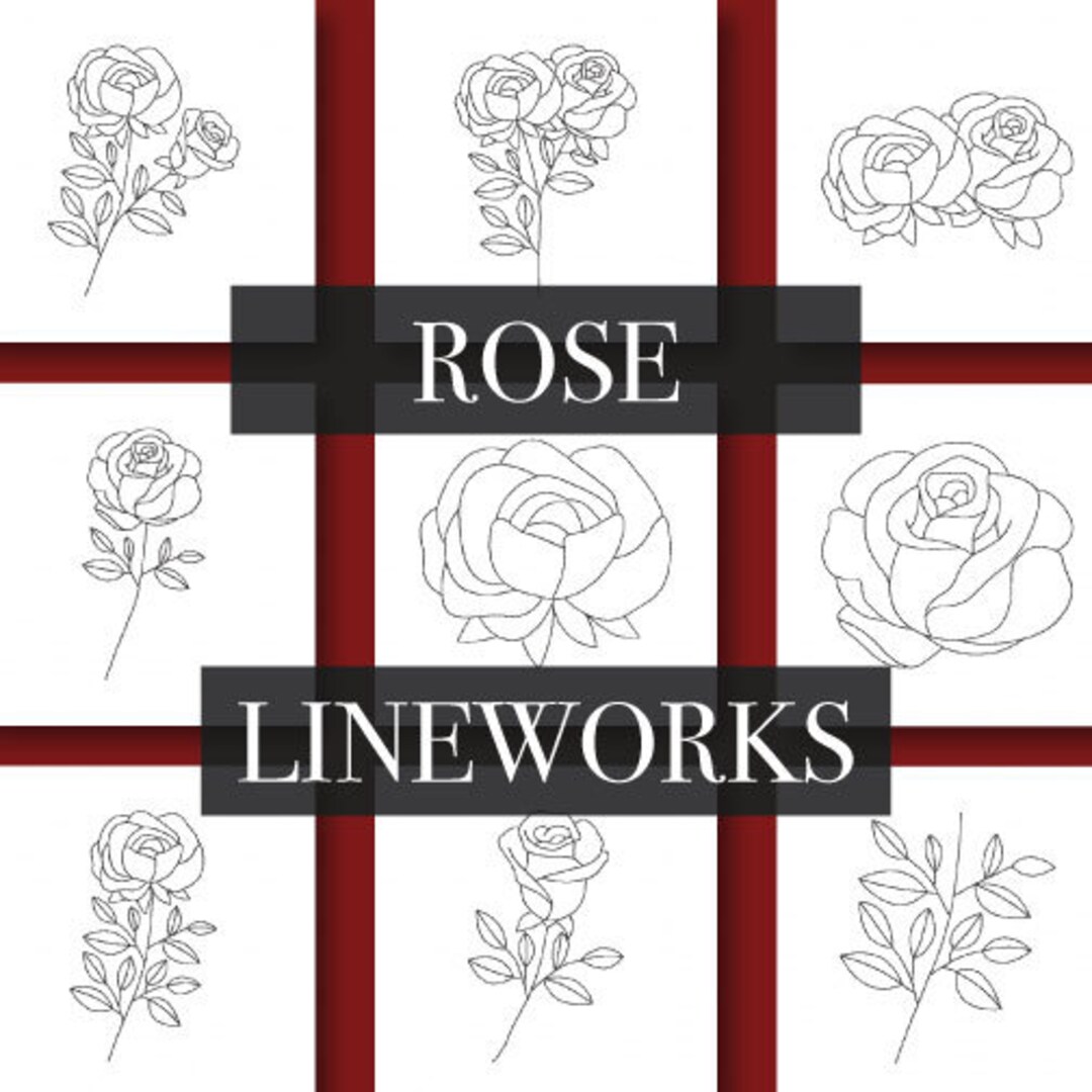 Rose Lineworks Embroidery Designs, 9 Included, Machine Embroidery, Brother PES DST & All Popular ...
