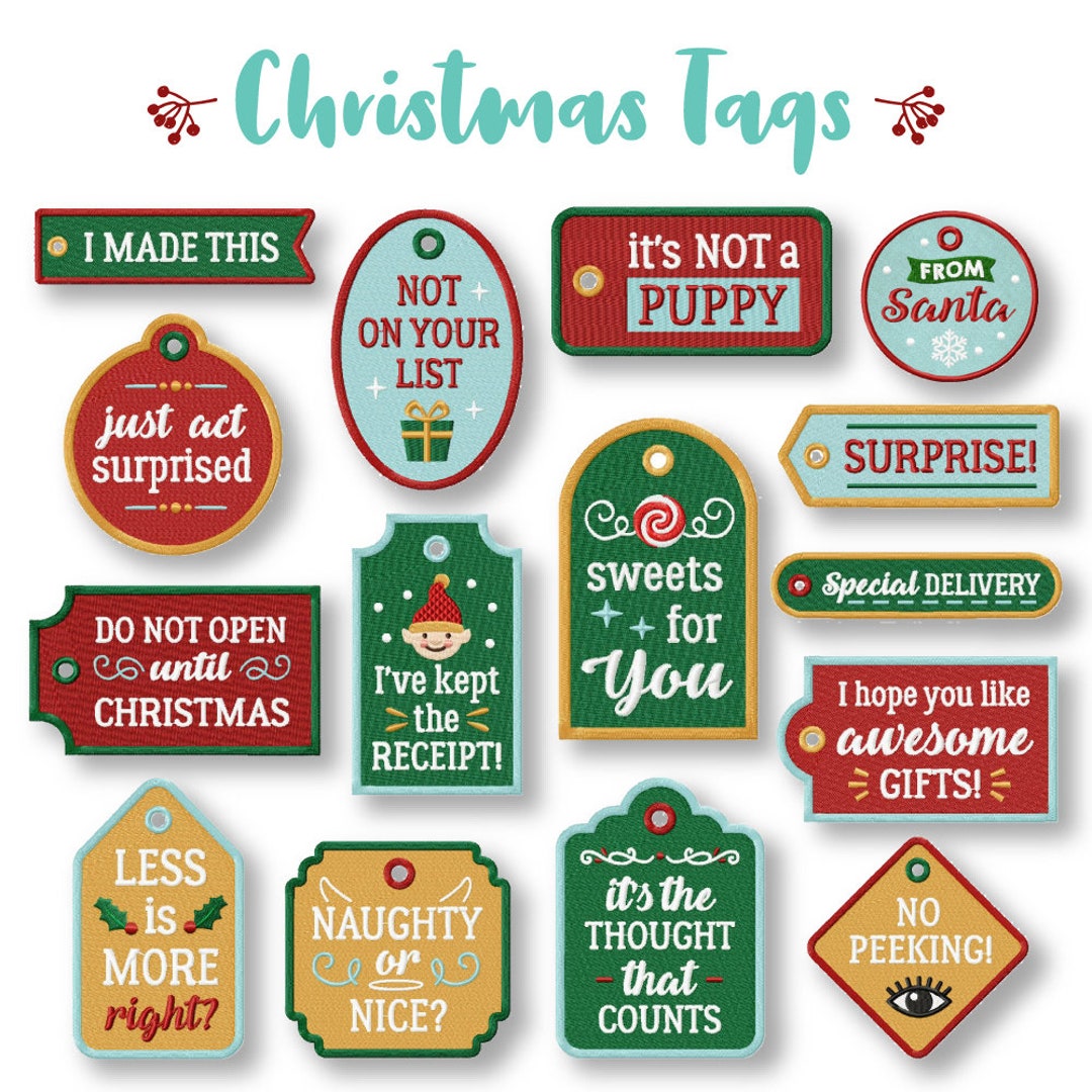 Christmas Tags Embroidery Designs, 15 Included, Machine Embroidery ...