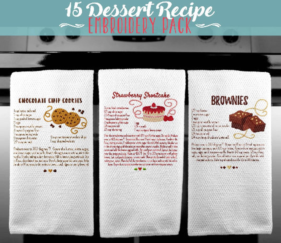 Dessert Recipes Embroidery Designs, 15 Included, Machine Embroidery ...