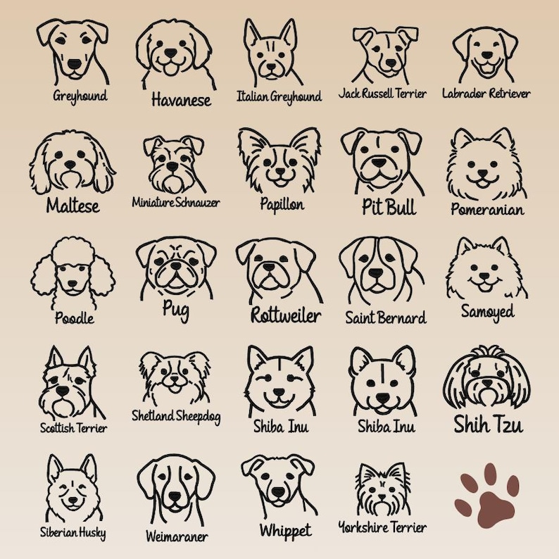 Line Art Dogs Embroidery Designs, 49 Included, Machine Embroidery ...