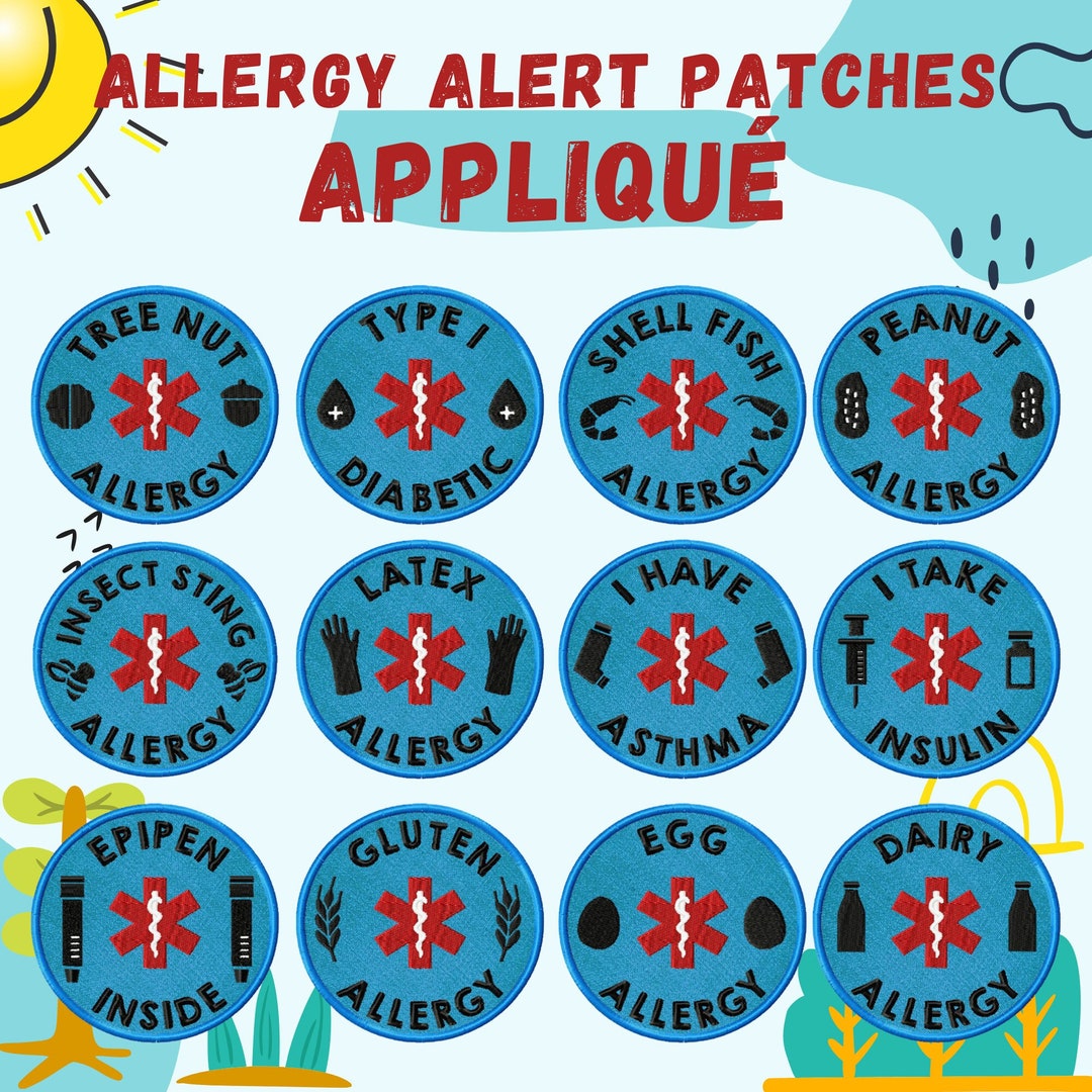 Allergy Alert Patches Appliqué Embroidery Designs, 12 Included, Machine ...