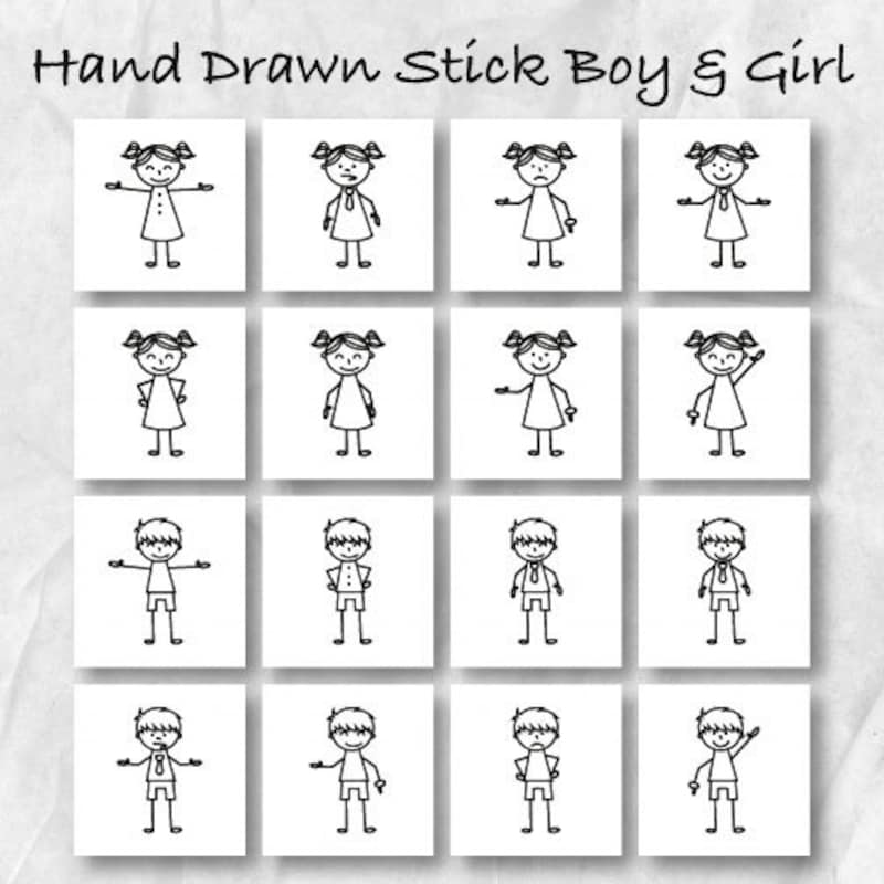 Girl Stick Figure - Etsy