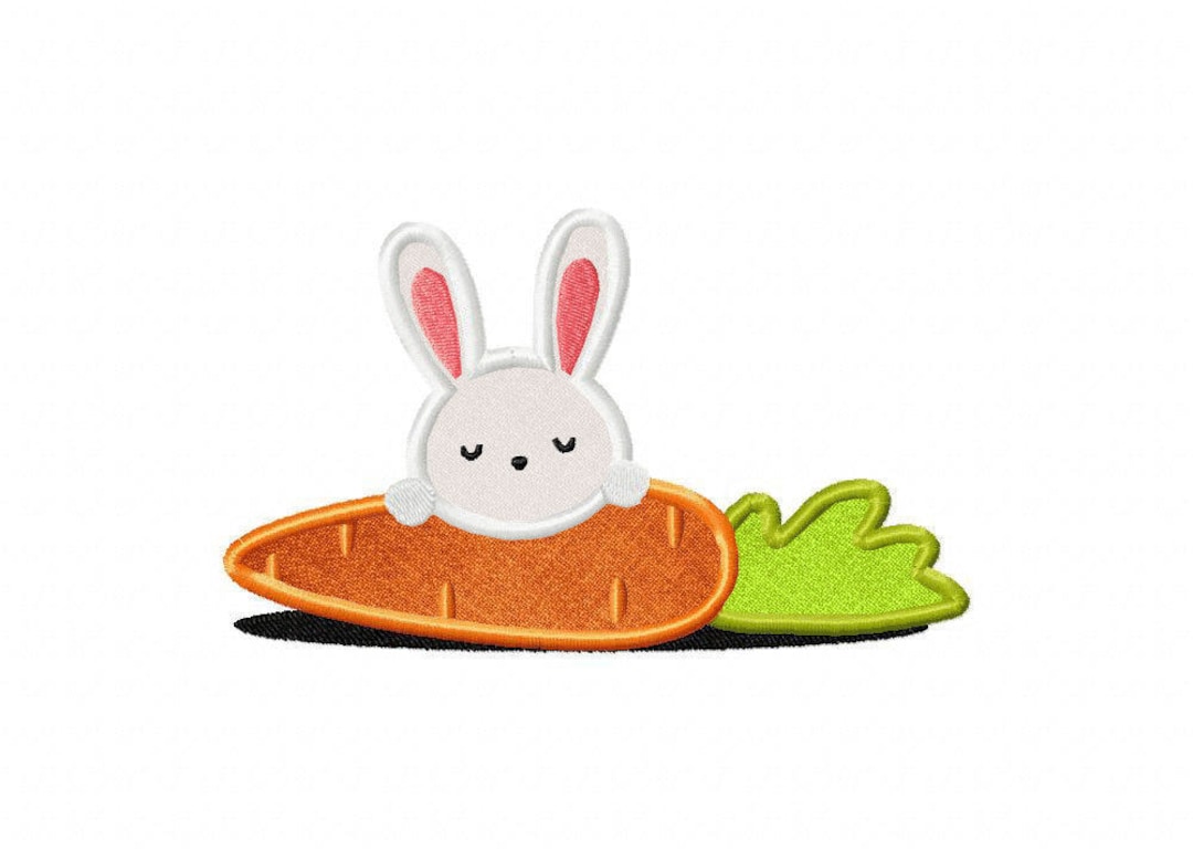 Big Carrot Bunny Sleeping Embroidery Design, Machine Embroidery ...
