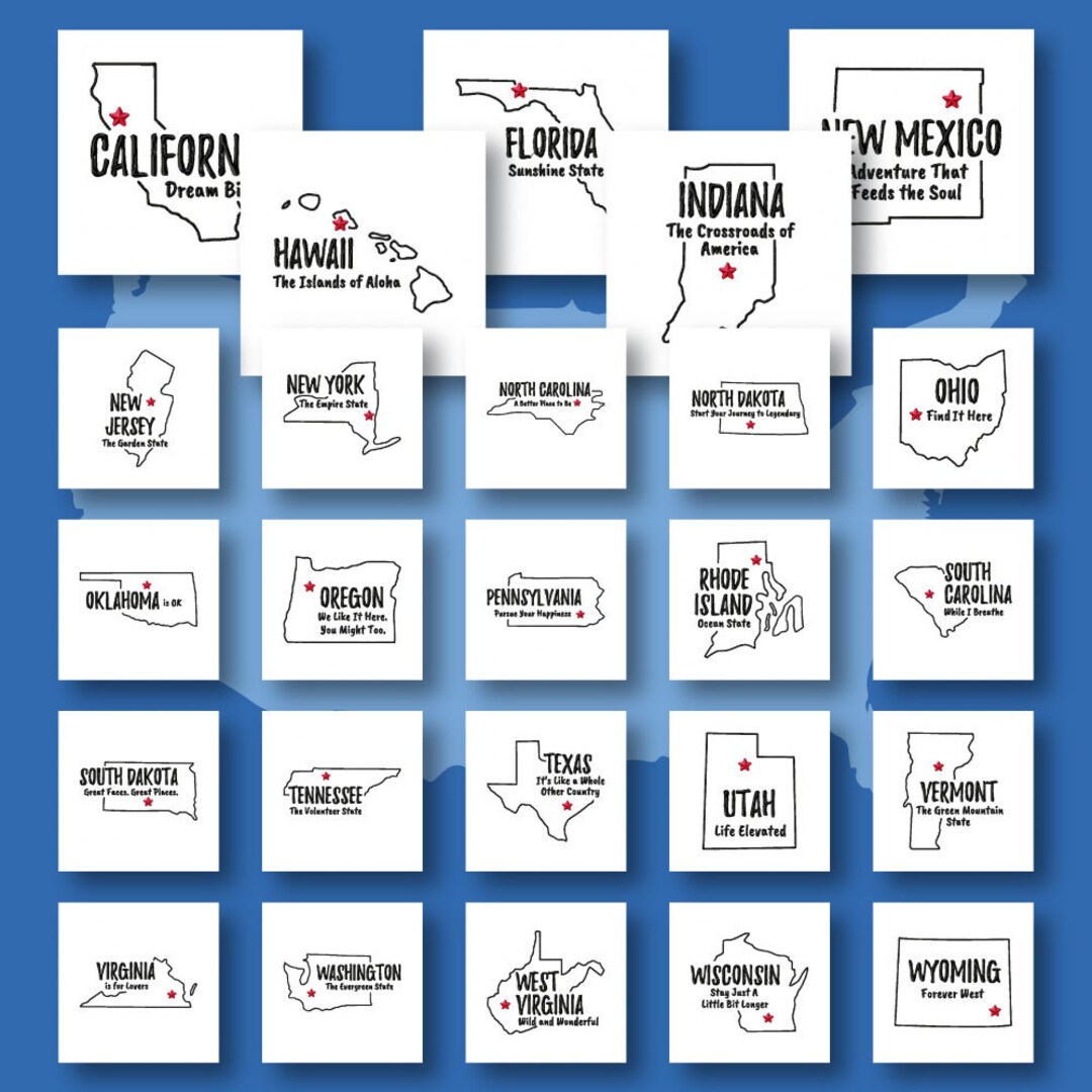 50 State Slogans Embroidery Designs, 50 Included, Machine Embroidery ...