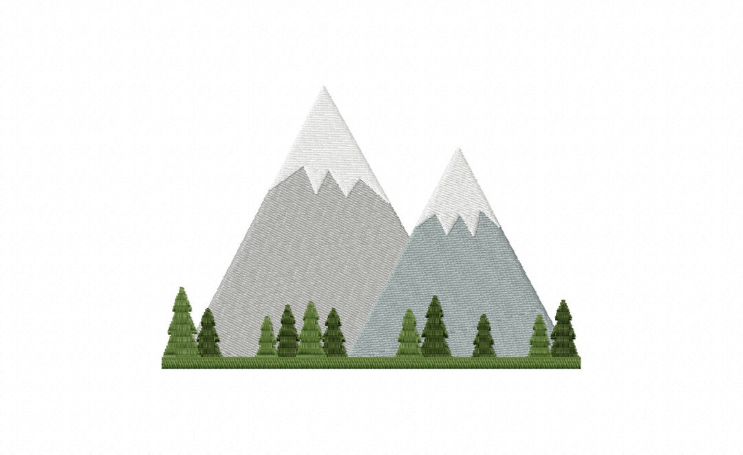 Mountain Scene Embroidery Design, Machine Embroidery, Brother PES, DST ...