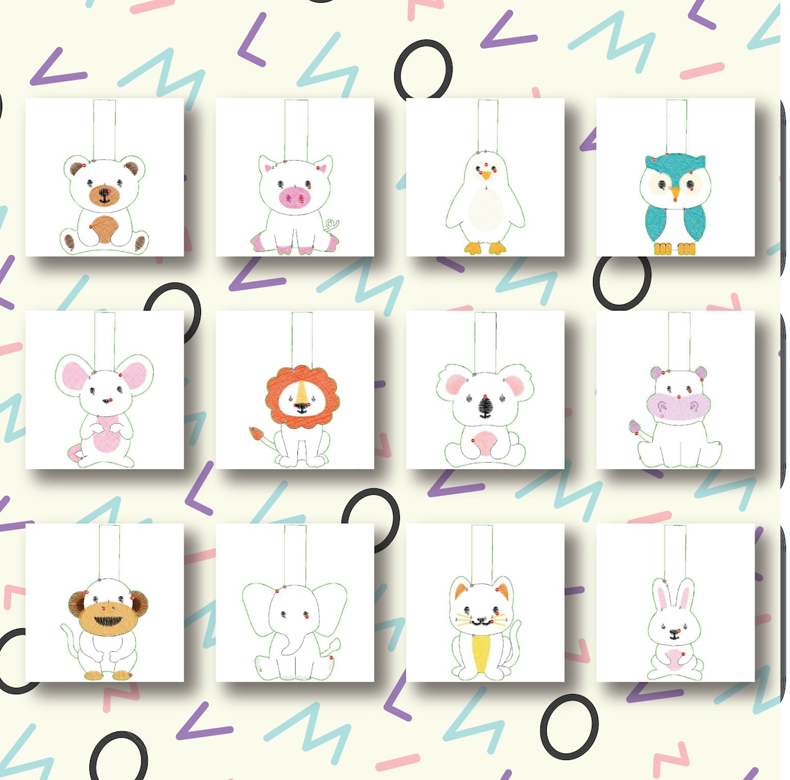 Machine Embroidery Designs 12 Pack in the Hoop Animal Key Fobs - Etsy