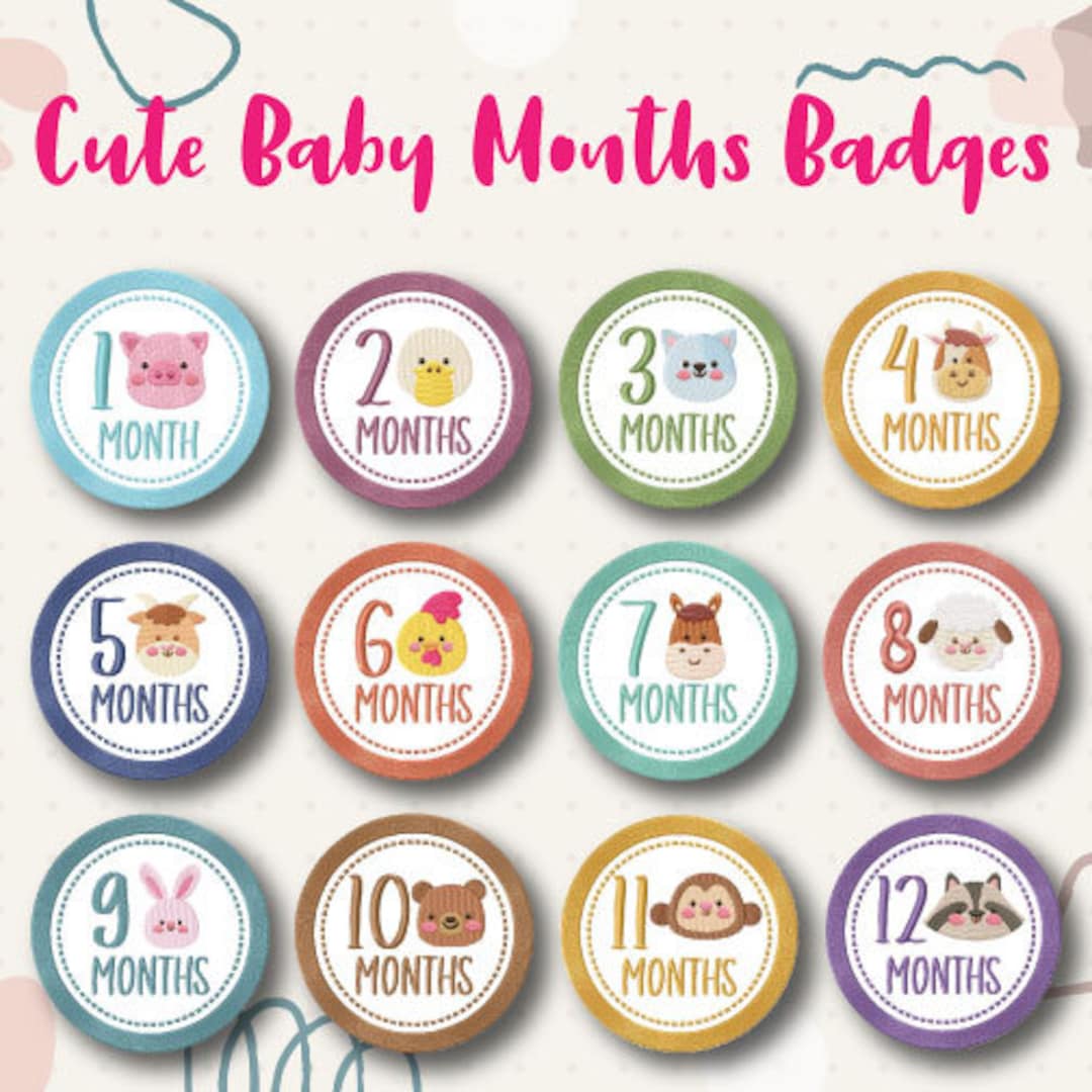 Cute Baby Months Badges Embroidery Designs, 12 Included, Machine ...