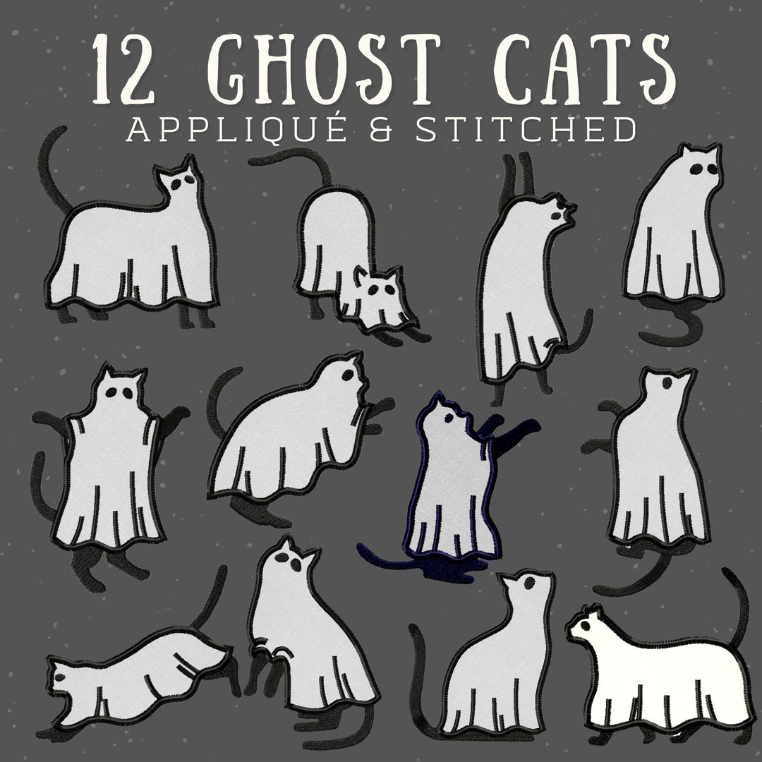 Ghost Cats Appliqué & Stitched Embroidery Designs, 12 Designs Included ...