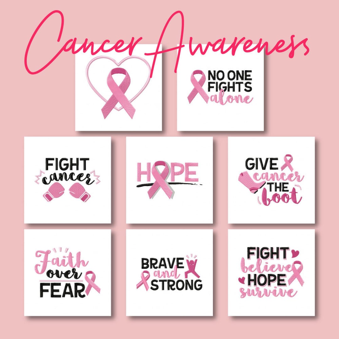 Cancer Awareness Embroidery Designs, 8 Designs Included, Machine ...