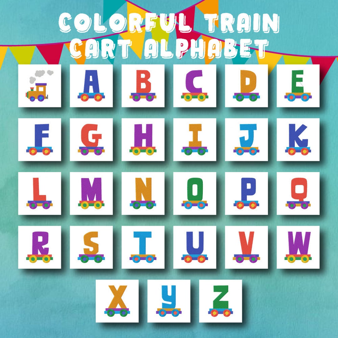 Colorful Train Cart Alphabet Embroidery Designs, 27 Included, Machine ...