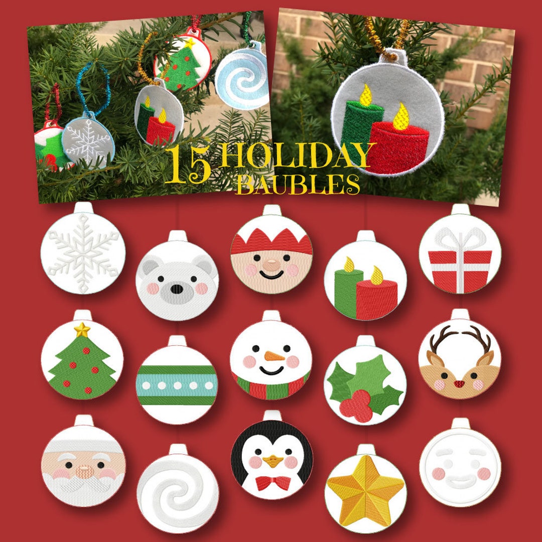 In the Hoop Holiday Christmas Ornaments Embroidery Designs, 15 Included ...