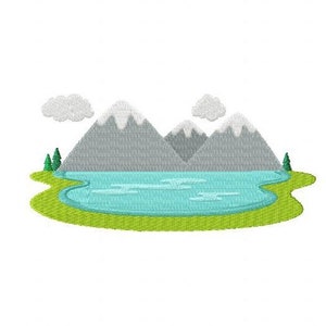 Lake and Mountains Embroidery Design, Machine Embroidery, Brother PES ...
