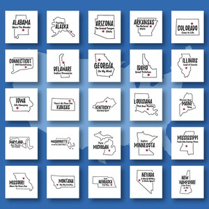 50 State Slogans Embroidery Designs, 50 Included, Machine Embroidery ...