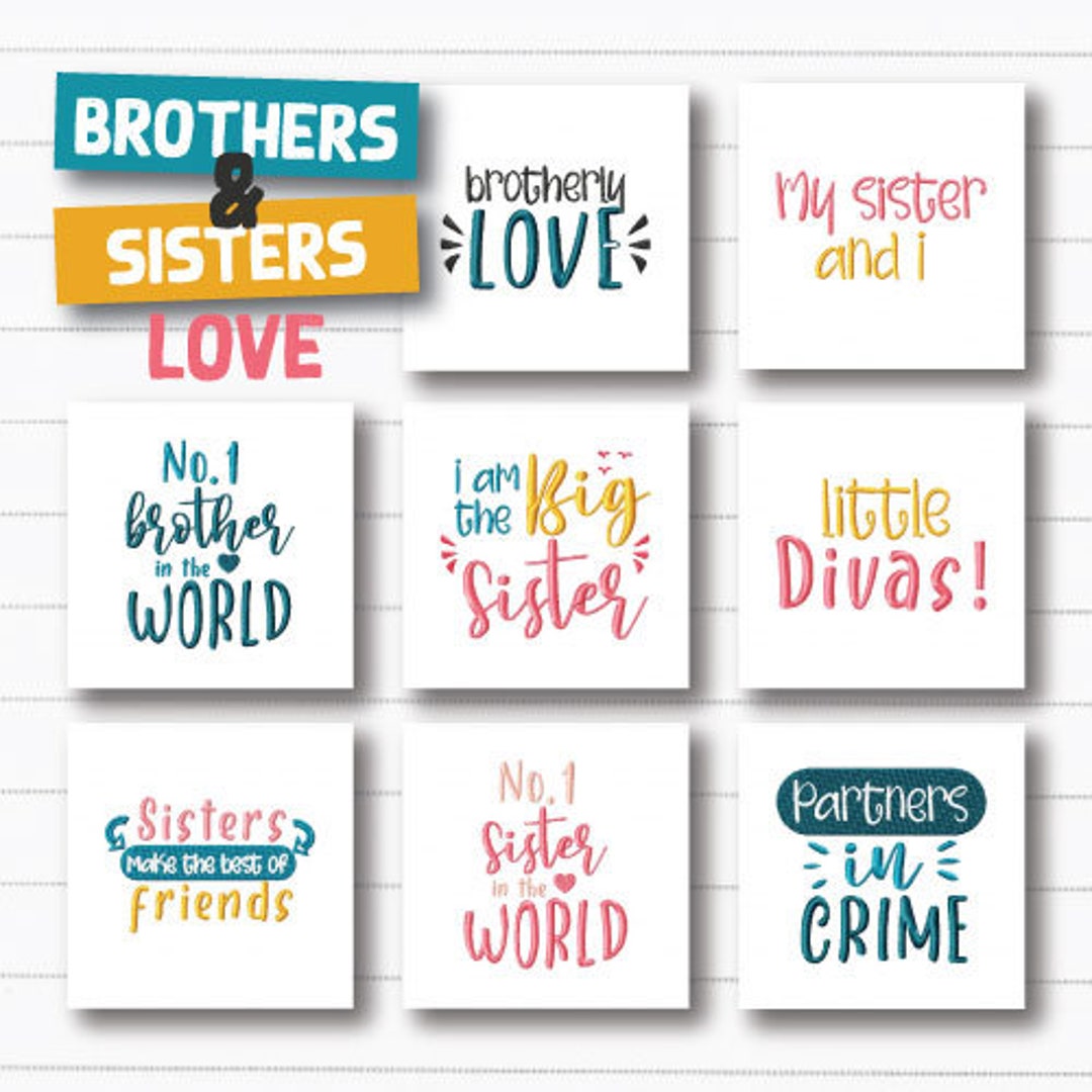 Brothers and Sisters Love Embroidery Design, 8 Included, Machine ...