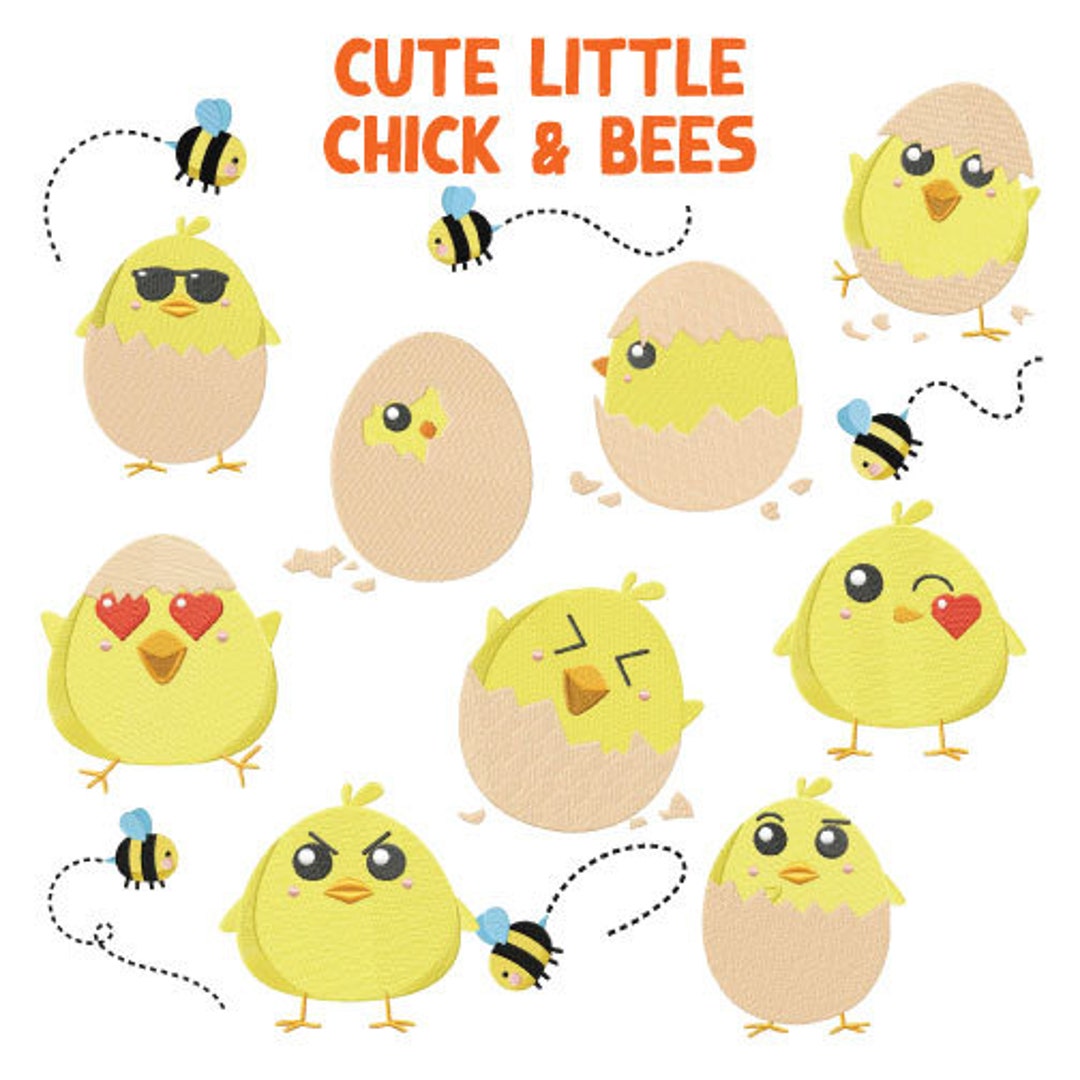 Cute Little Chick and Bees Embroidery Designs, 14 Included, Machine ...