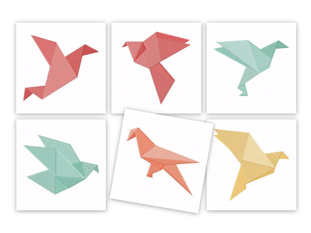 Origami Birds Embroidery Designs, 6 Included, Machine Embroidery ...