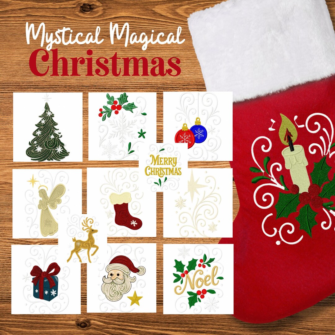 Mystical Magical Christmas Embroidery Designs, 12 Included, Machine ...