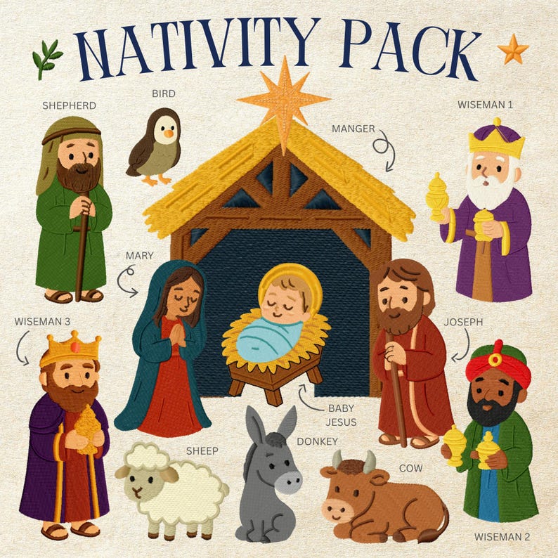 Nativity Embroidery Designs, 17 Included, Machine Embroidery, Brother ...