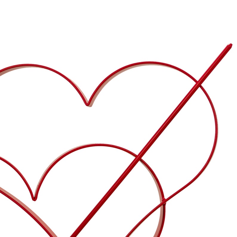 Red Metal Double Heart Centerpiece With Cupid's Arrow - Valentine's Day ...
