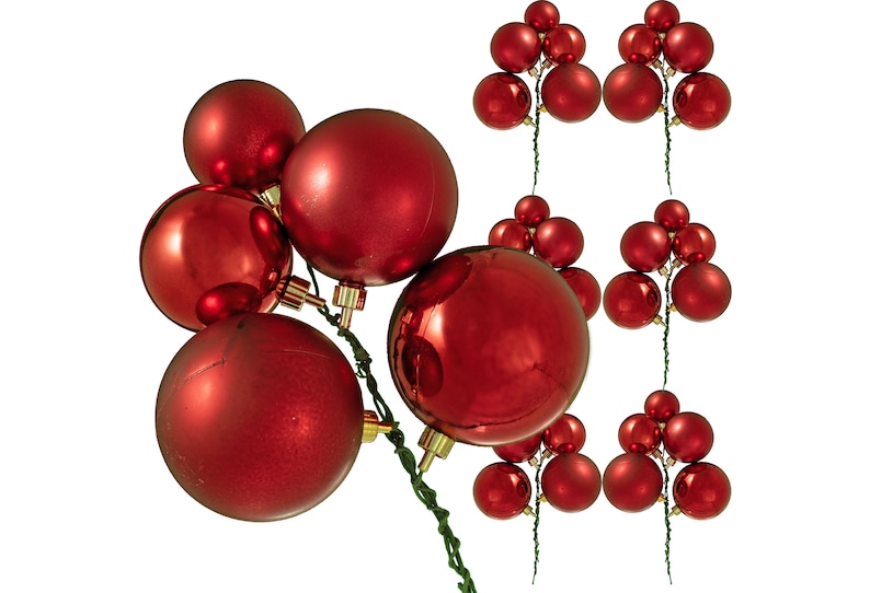 Red Christmas Ball Ornament Clusters: Shiny & Matte, Set of 6 - Etsy