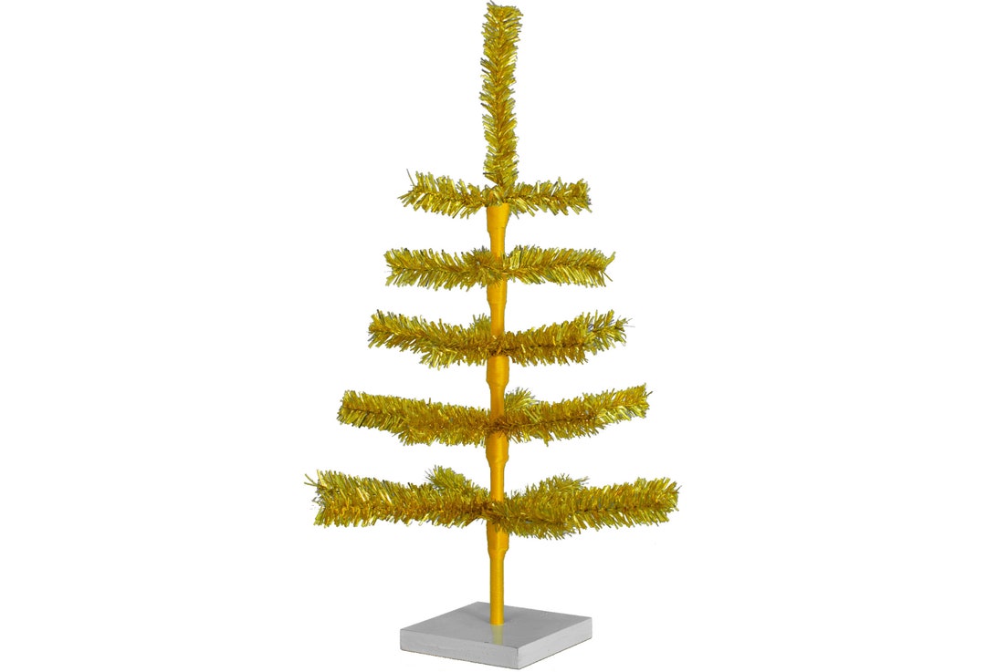 Gold Tinsel Christmas Tree: 18in Tabletop Holiday Decor - Etsy UK