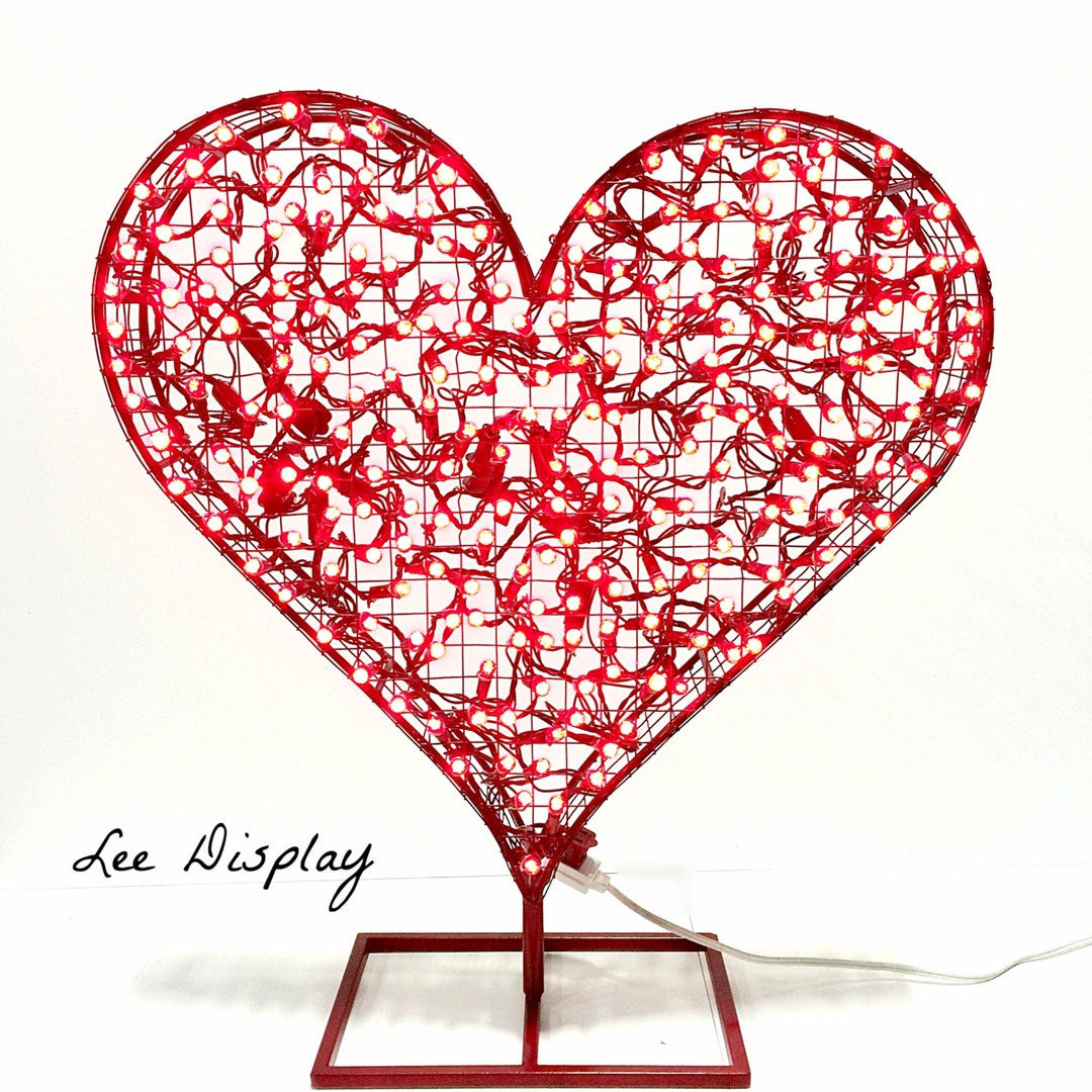 Valentine's Day Red Heart 24'' Decorative LED Lighted Heart W/ Stand - Etsy