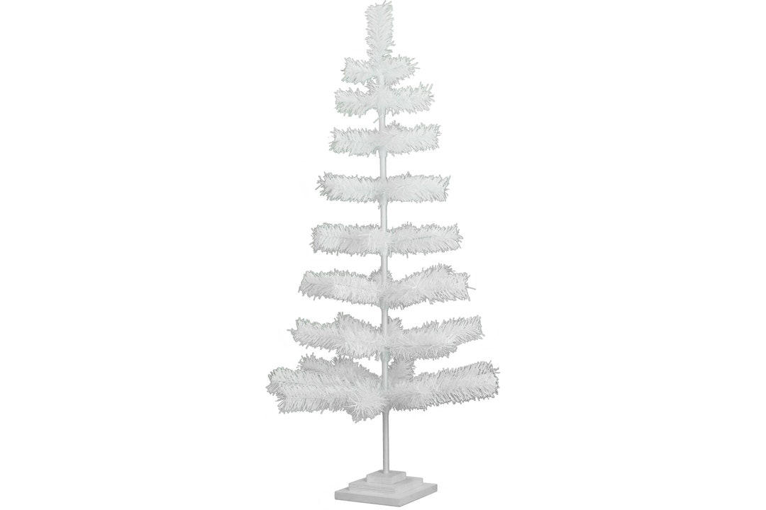 4FT White Tinsel Christmas Tree Hand-made Indoor Outdoor Decorative ...
