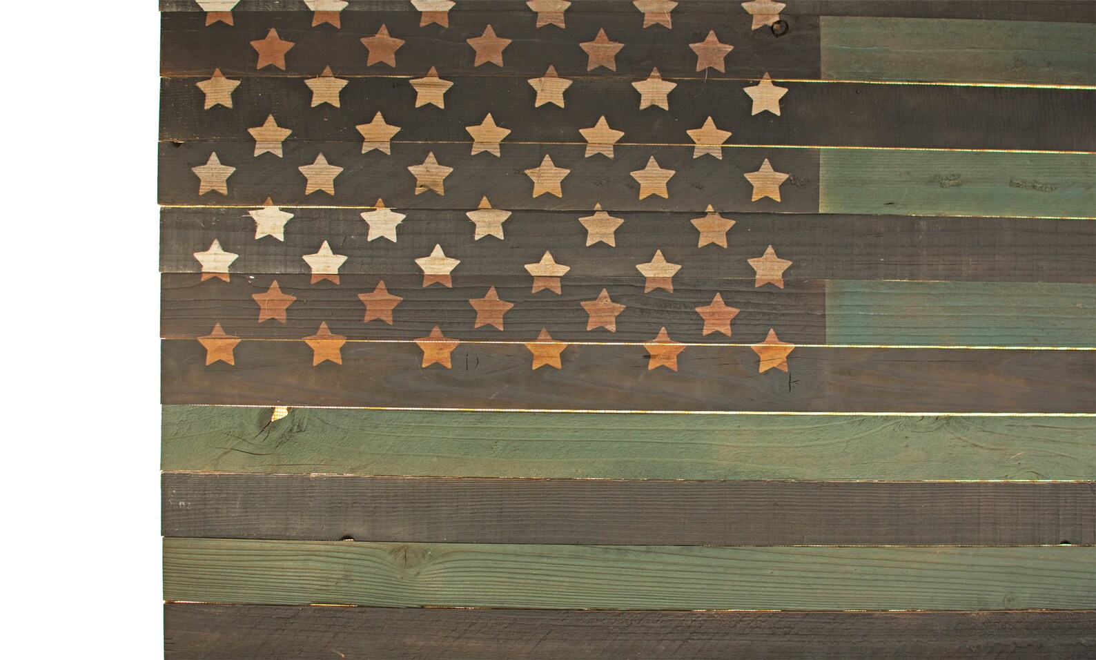 Handmade Wooden American Flag: Army Green Stripes, Refurbished Barn ...